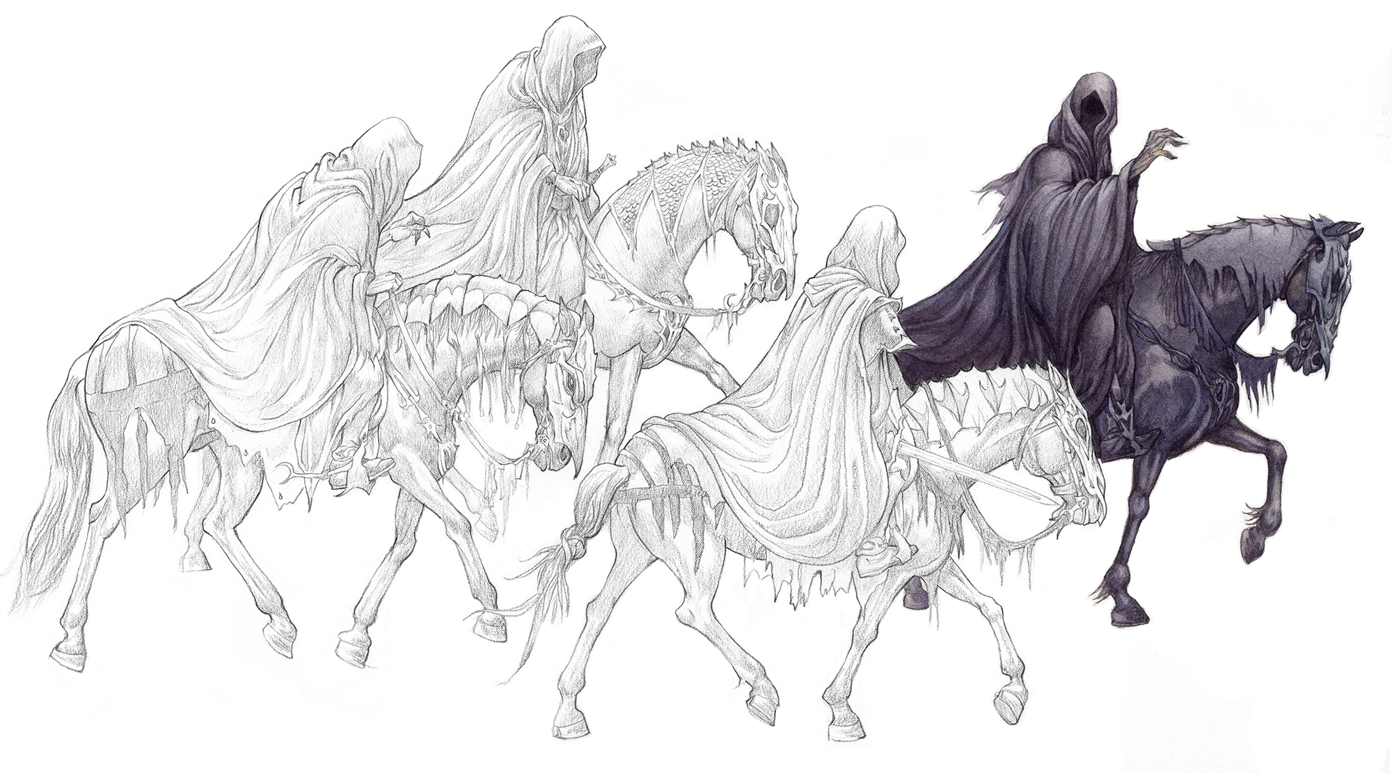 Artwork - Kamul the Black Lord and Nazgul Riders - David Wenzel - IX ...