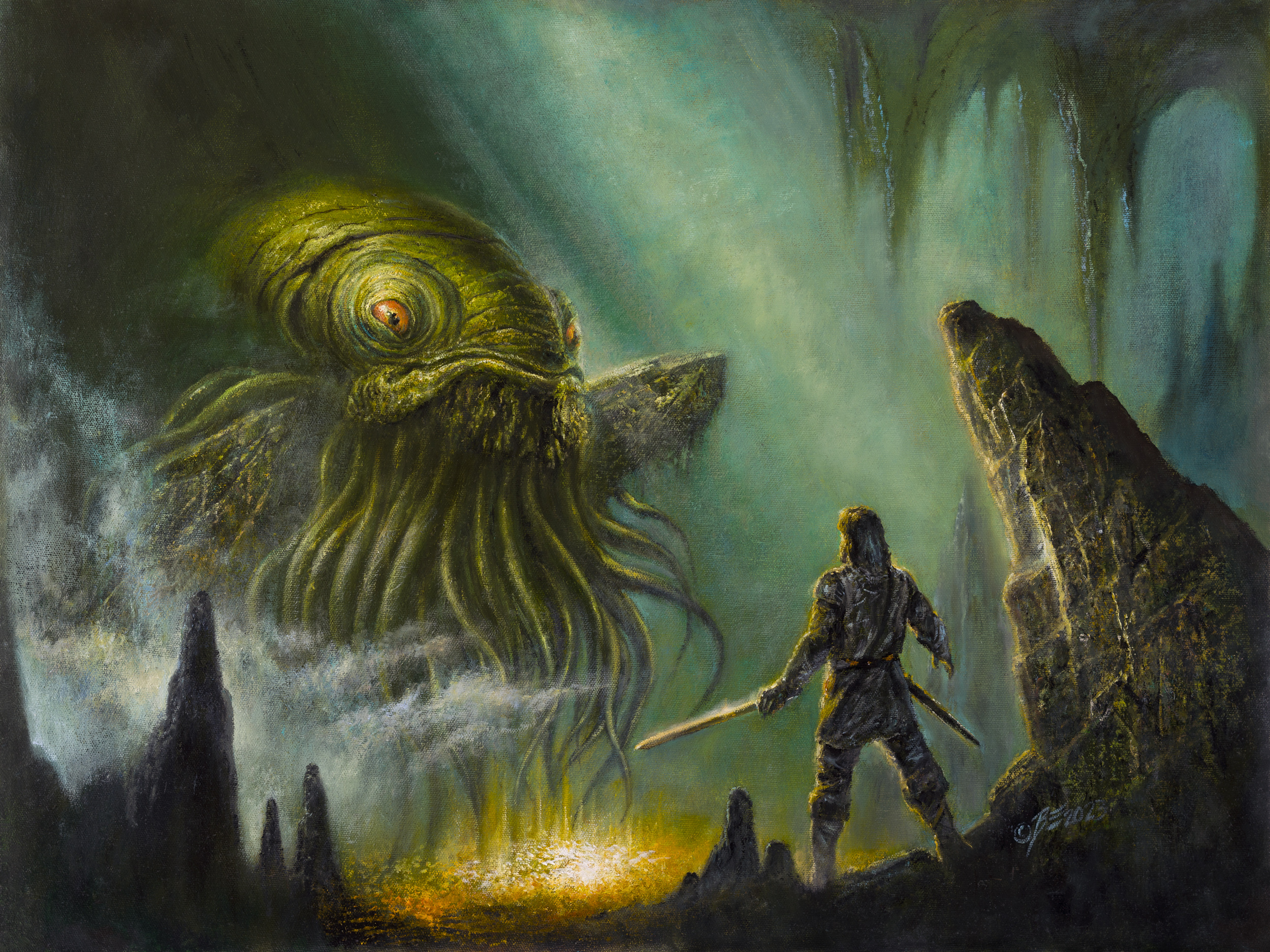 Artwork - Hyperborea - Green Creature - Bob Eggleton - IX Gallery